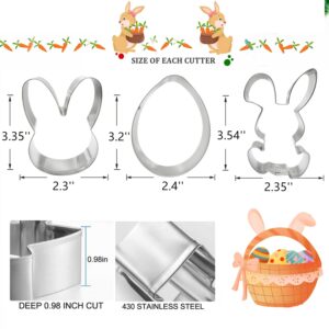 Pieces Easter Cookie Cutters, 3.54" 3.35" 3.2" Egg Cute Bunny Rabbite Shapes Cookie Cutters Stain Steel Sets Holiday Themed Party Supplies