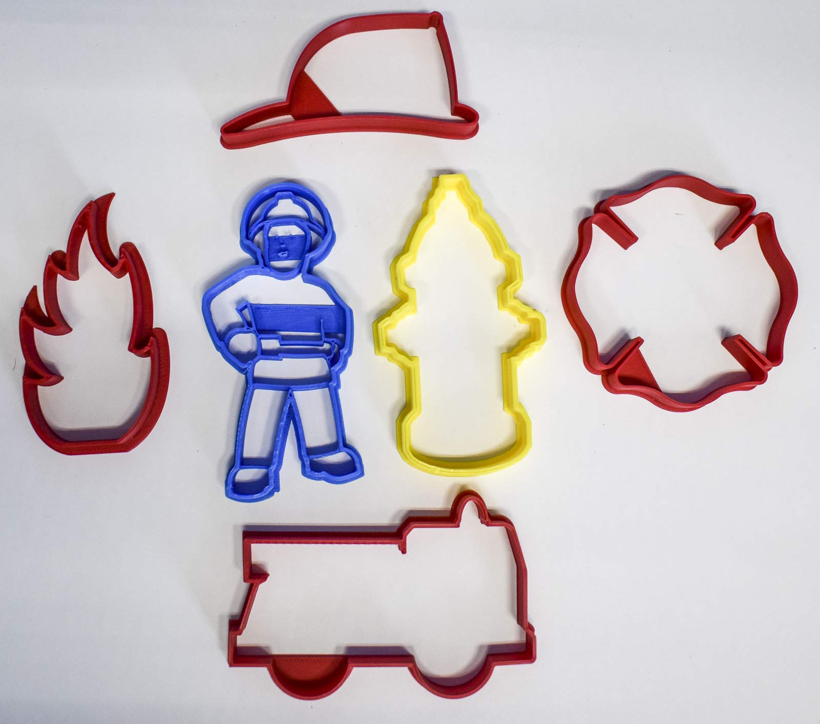 INSPIRED BY FIREMAN SAM CARTOON FIREFIGHTER SET OF 6 COOKIE CUTTERS MADE IN USA PR1093