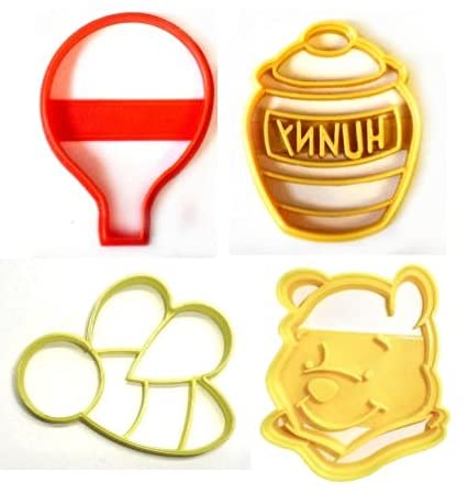 WINNIE THE POOH ADVENTURE THEME BALLOON HUNNY HONEY POT SET OF 4 COOKIE CUTTERS MADE IN USA PR1064