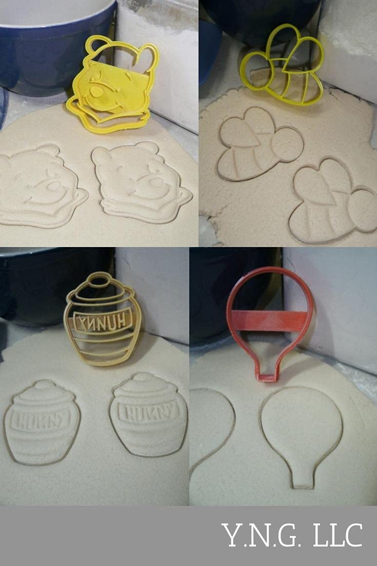 WINNIE THE POOH ADVENTURE THEME BALLOON HUNNY HONEY POT SET OF 4 COOKIE CUTTERS MADE IN USA PR1064