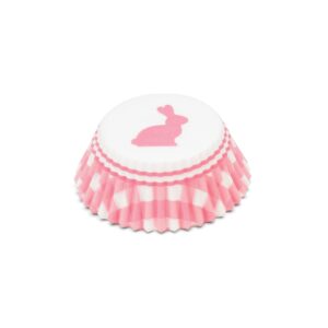 Fox Run Gingham Bunny Bake Cup Set, Standard, 50-Count, Pink