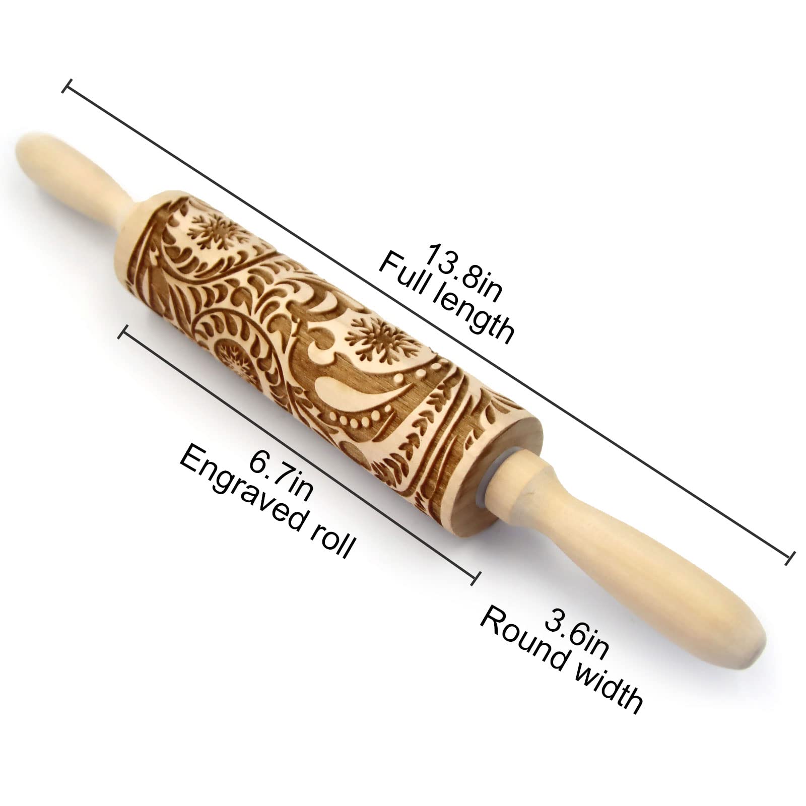 Embossed Rolling Pins, Patterned rolling pin, Flower rolling pin, Engraved rolling pin, 3D Rolling Pin for Wedding, Holiday, Christmas, Mother, Friends (Wisteria 1)