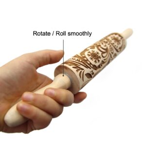 Embossed Rolling Pins, Patterned rolling pin, Flower rolling pin, Engraved rolling pin, 3D Rolling Pin for Wedding, Holiday, Christmas, Mother, Friends (Wisteria 1)