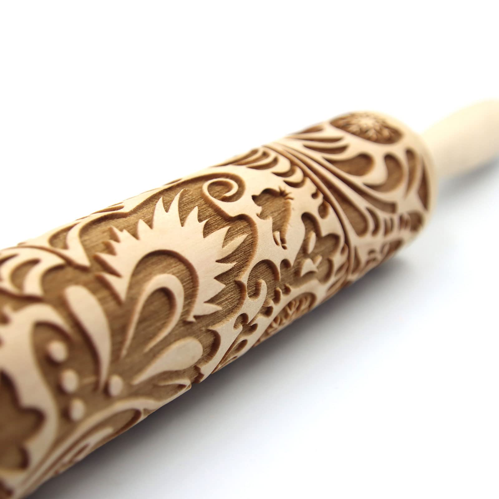 Embossed Rolling Pins, Patterned rolling pin, Flower rolling pin, Engraved rolling pin, 3D Rolling Pin for Wedding, Holiday, Christmas, Mother, Friends (Wisteria 1)