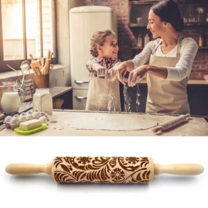 Embossed Rolling Pins, Patterned rolling pin, Flower rolling pin, Engraved rolling pin, 3D Rolling Pin for Wedding, Holiday, Christmas, Mother, Friends (Wisteria 1)