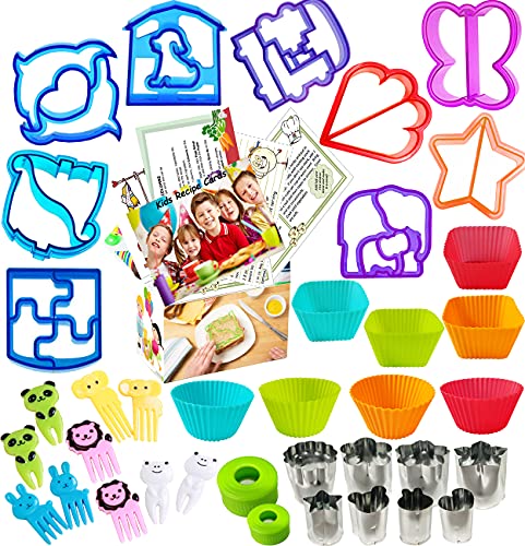 Sandwich Cutters Shapes Set for Kids Bread Vegetables Fruits Cheese Shapes Mold Supplies Crust Bento Lunch Box Accessories and Uncrustable Sealer