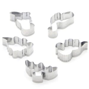 Mini Dinosaurs Shaped Cookie Cutter Set of 5 pcs, Stainless Steel Dino Fondant Cutters Set Pastry Biscuit Baking Clay DIY Molds for Kids