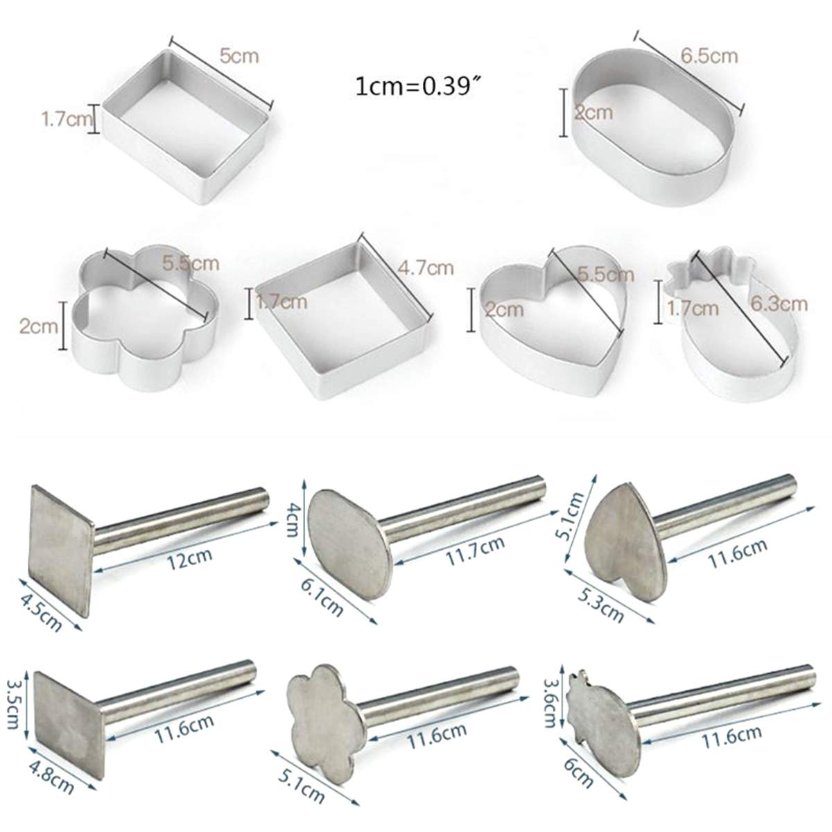 10pcs/Set Rectangle/Ellipse/Pineapple Cake Pie Biscuit Cutter Mold Cutting Press Stamp Molds Stainless Steel Cake Mold Cookie Cutter(Rectangle)