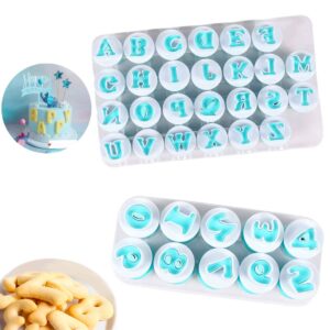 allri 36pcs numbers plunger letters for fondant cookie stamp impress mini plastic alphabet fondant cake biscuit alphabet plunger set alphabet letters for cakes upper case letter diy fondant cake