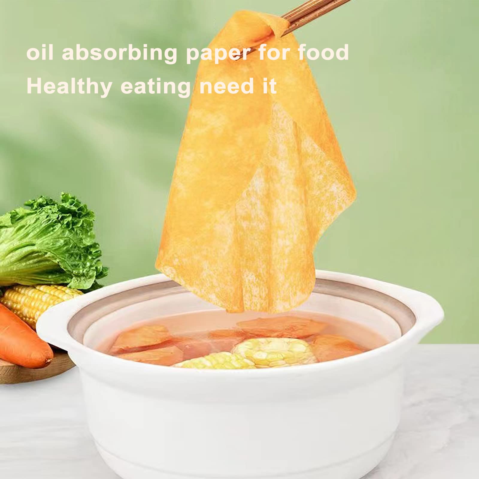 60 Sheets Oil Absorbing Paper for Kitchen Food Oil Absorbing Paper to Remove Oil Scum Oil Blotting Sheets for Cooking Fried food