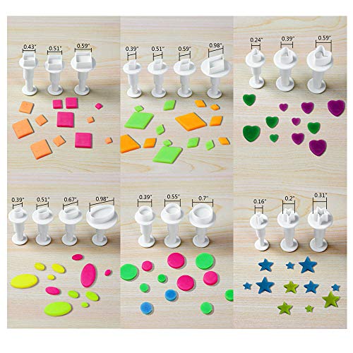 OGORI 20pcs Mini Fondant Cutters Cookie Cutters Sugarcraft Cake Decorating Tools, Square/Round/Heart/Oval/Five-Pointed Star/Diamond