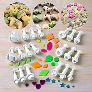 OGORI 20pcs Mini Fondant Cutters Cookie Cutters Sugarcraft Cake Decorating Tools, Square/Round/Heart/Oval/Five-Pointed Star/Diamond