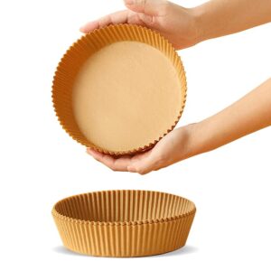 Air Fryer Parchment Paper Pan 6.5" Non-Stick Disposable Baking Paper Liners Unperforated Round Air Fryer Sheets For Baking Roasting Microwave Oven (100, Natural)