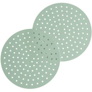 air fryer silicone liners, non-stick, easy clean, reusable air fryer liner mats accessories 8” round (2-pack) “juniper” fits most air fryer models