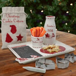 Child to Cherish Santa's Message Christmas Plate Set with Cookie Cutters, Santa plate, Santa milk jar, and Reindeer Treat Bowl