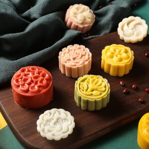 Moon Cake Mold, 50g/1.8oz Mid Autumn Festival Flower Animal Mooncake Mould, DIY Hand Press Cookie Stamps Pastry Tool for Kitchen Gadgets Baking Accessories (50g Cartoon2-1Mold+8Stamp)