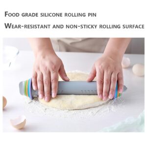 Aeelue Premium Rolling Pin, Adjustable Dough Roller Silicone, Removable Thickness Rings to Measure Doughs Professional Home Kitchen Baking Utensil, Pizza Pies