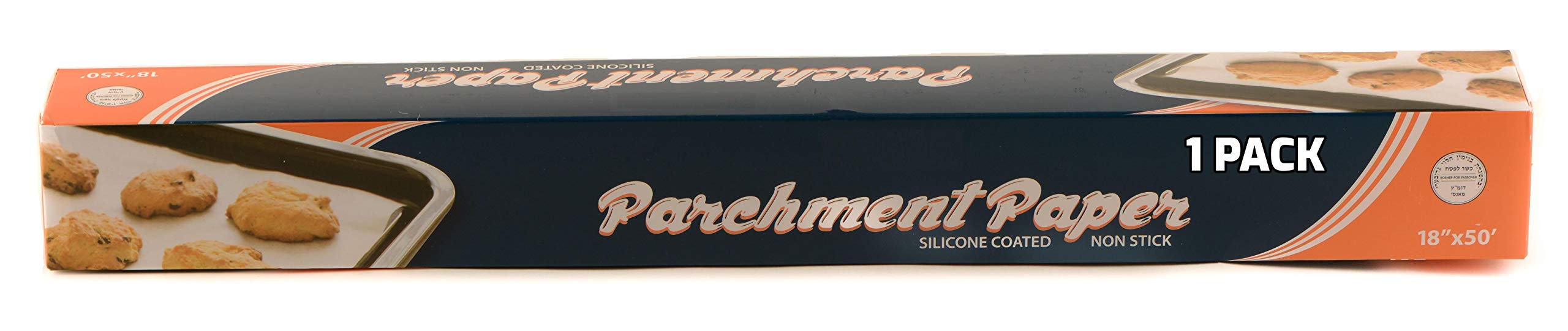 [1 PACK] Premium Baking Parchment Paper 18x50 | Non-stick Premium Quality Silicone Coated Baking Paper Roll for Cakes, Smoking, BBQ, Cookies, Pizza, Pan Liners, Kosher | 18 inch x 50 FT