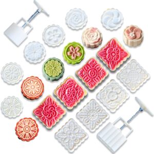 10 pcs moon cake molds, mid-autumn festival hand-pressure, square/round/flower mode patterns 2 mold 10 stamps 125g/75g-cookie stamps diy decoration press cake cutter