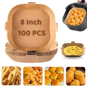 100 pcs air fryer liners square, disposable air fryer paper liners, parchment paper liner for microwave, non-stick grease-proof paper for air fryer compatible with ninja tower