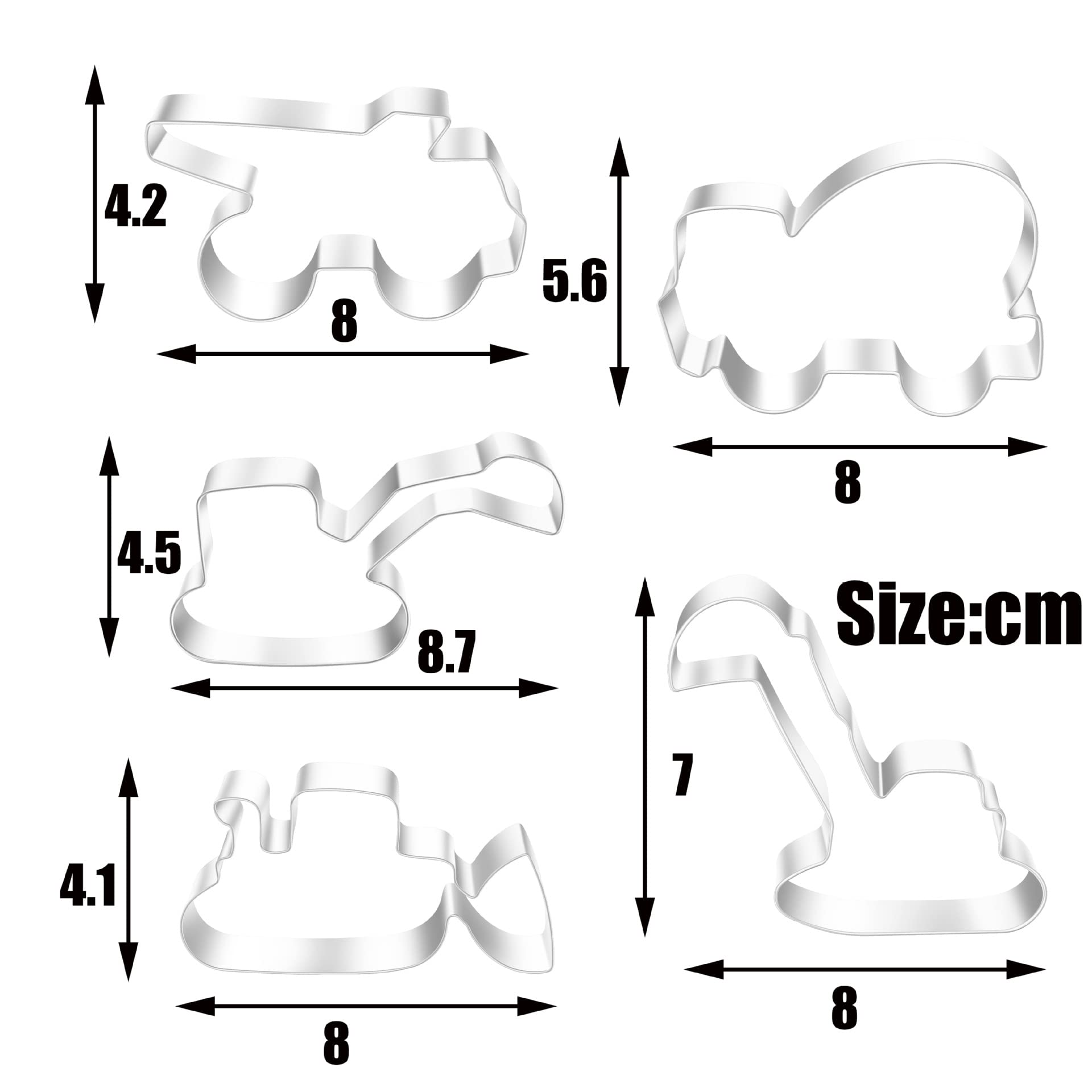 Cookie Cutter Set 5 Pieces Engineering Series, Dump Truck, Excavator, Loader, Shovel, Hooker Truck Baking Mold Tool Design Pastry Cookie Cake Fondant Mold Kitchen Tools Baking DIY Children's Gifts