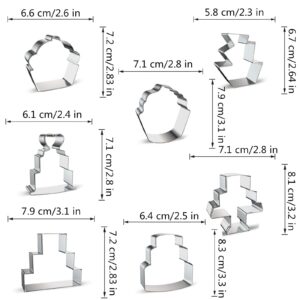 Cake Shaped Cookie Cutters Set of 7 pcs, Stainless Steel Cupcake/Birthday Cake/Wedding Cake Series Fondant Cutter Molds Baking DIY