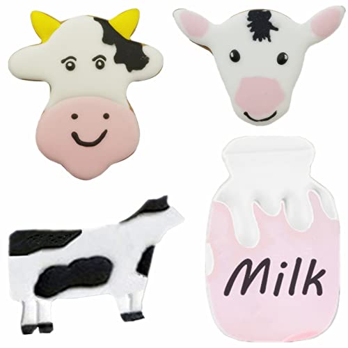 Cow Shaped Cookie Cutters Set of 4 pcs, Stainless Steel Milk Cow Fondant Cutter Molds Baking DIY