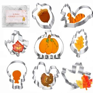 thanksgiving cookie cutters 8pcs fall leaves cookie cutter set turkey, pumpkin, maple/oak leaf, corn,squirrel and acorn turkey leg