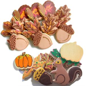 Thanksgiving Cookie Cutters 8PCS Fall Leaves Cookie Cutter Set Turkey, Pumpkin, Maple/Oak Leaf, Corn,Squirrel and Acorn Turkey Leg