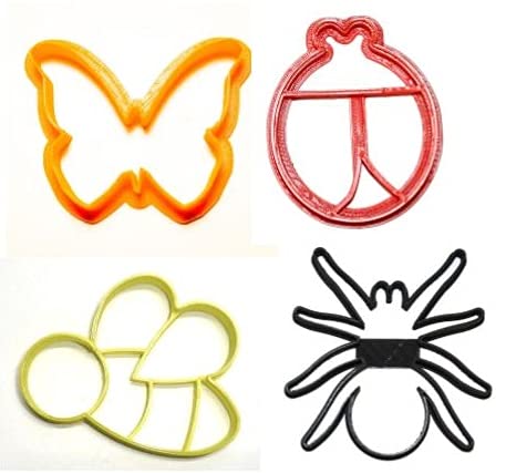 INSECTS BUGS ARACHNID WINGS LADYBUG BUMBLEBEE BUTTERFLY SPIDER SET OF 4 COOKIE CUTTERS USA PR1061