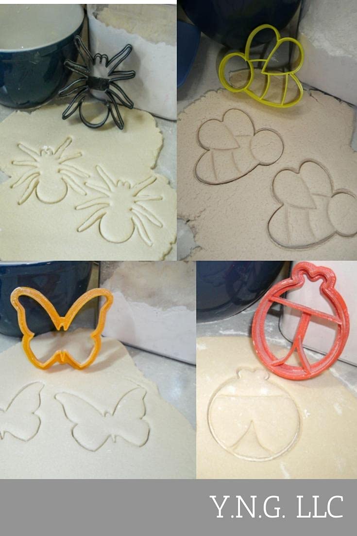 INSECTS BUGS ARACHNID WINGS LADYBUG BUMBLEBEE BUTTERFLY SPIDER SET OF 4 COOKIE CUTTERS USA PR1061