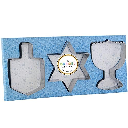 Stainless Steel Hanukkah Cookie Cutters, Three Hanukkah Menorah, Dreidel, Star Shaped Cookie Cutters