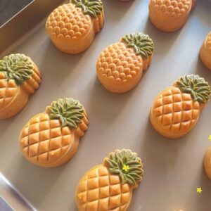 HOWEDING 50g Cute Pineapple Shaped Pastry Moulds Mooncake Molds Mooncake Stamps Hand Pressure Plastic Material Baking Accessories mooncake stamp 50g