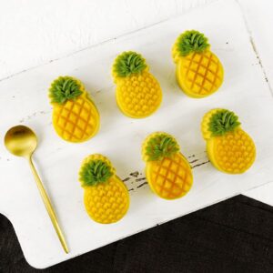 HOWEDING 50g Cute Pineapple Shaped Pastry Moulds Mooncake Molds Mooncake Stamps Hand Pressure Plastic Material Baking Accessories mooncake stamp 50g