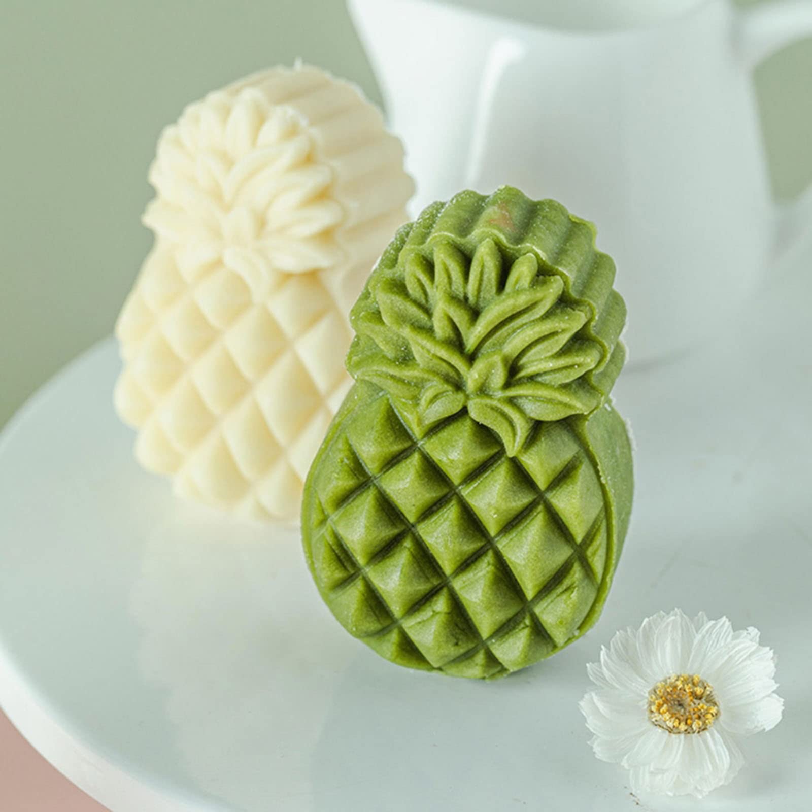 HOWEDING 50g Cute Pineapple Shaped Pastry Moulds Mooncake Molds Mooncake Stamps Hand Pressure Plastic Material Baking Accessories mooncake stamp 50g