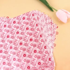 Cyodoos 150 Sheets Wax Paper Greaseproof Waterproof Wrapping Tissue Food Picnic Paper Dry Hamburger Paper Liners For Food Basket Liner (Candy Flower Pattern）