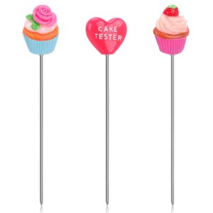 ubrand 3 pack cake tester for baking, reusable baking cake testing needles practical, 3d head stainless steel cake tester probe pin for kitchen home bakery tools