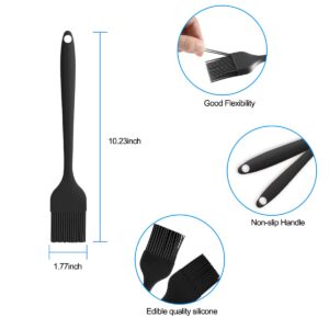 Silicon Pastry Basted Brush, Heat Resistant Basting Brush for Cooking, Pastry Brush for Baking BBQ Grill Cooking Kitchen Spreading Oil, Dishwasher Safe（Black-L）