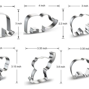 Elephant Cookie Cutter Set with Elephant Face, Cute Elephants Animal Shapes - Stainless Steel Baby Shower Cake Mold Fondant Decorating Tools DIY Mold for Sugar Craft Baking Mould Kids Birthday Party