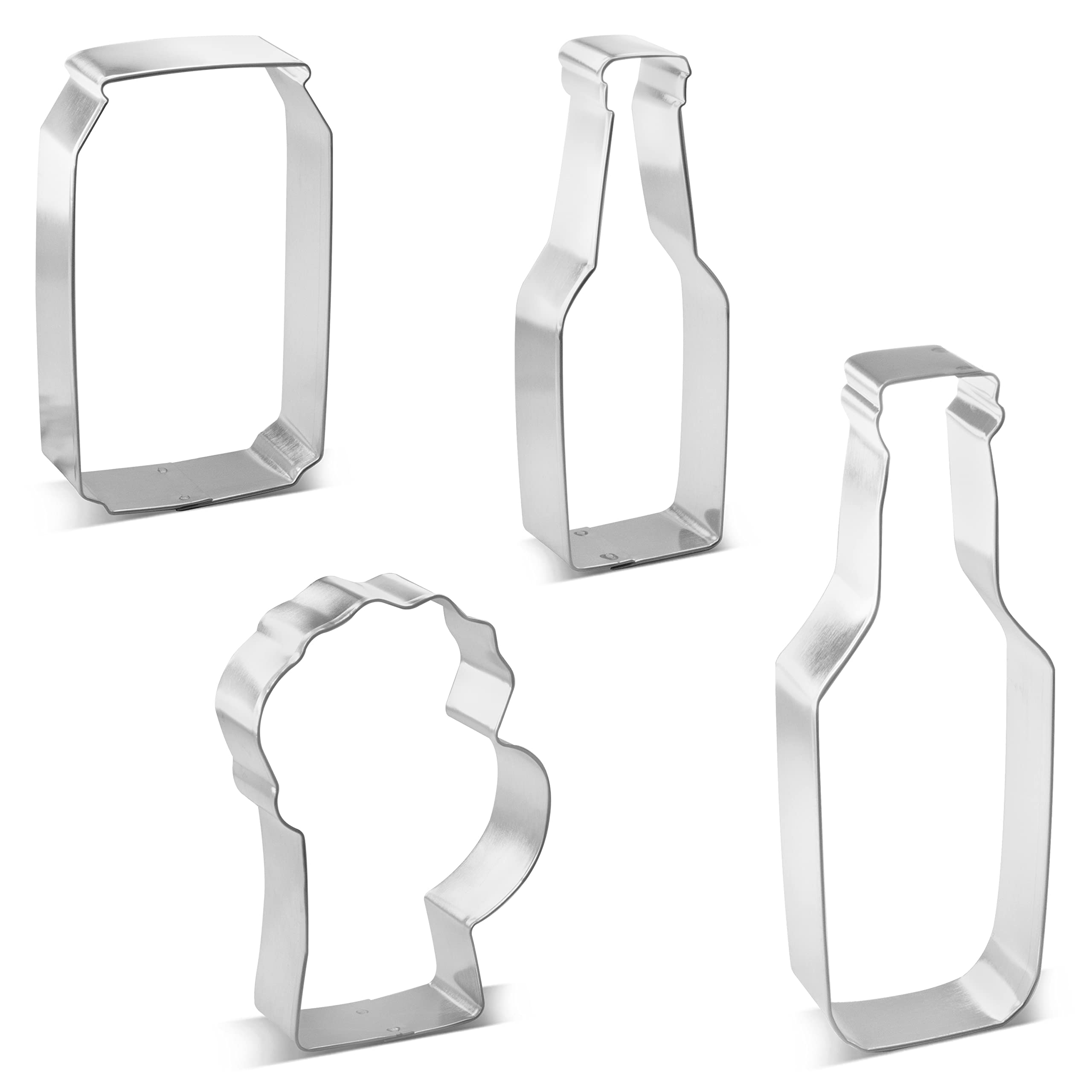 Bottle and Mug Cookie Cutter 4 Pc Set HS0465 with Sugar Cookie Recipe Card. Foose Brand USA