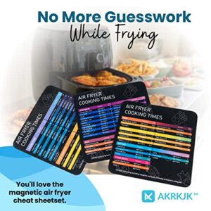 AKRKJK 50 Air Fryer Liners and 3 Magnetic Cheat Sheets - Food-Grade Disposable Air Fryer Parchment Paper Liners - Time-Saving Air Fryer Cheat Sheet Magnets - Cook Cleaner and Faster