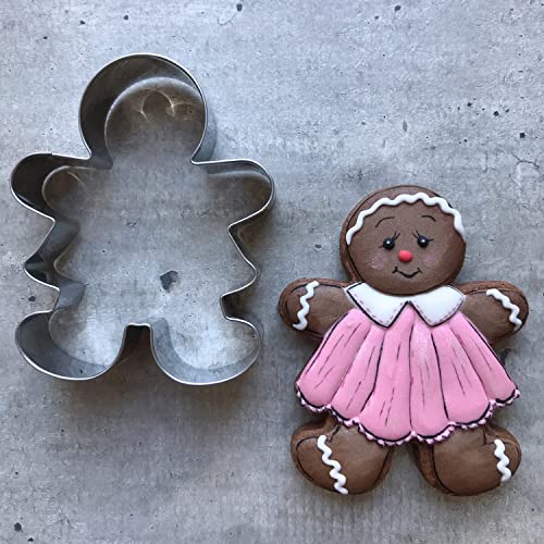 LILIAO Gingerbread Man Cookie Cutter Set Winter Christmas - 3 Piece - Gingerbread Girl, Running Gingerbread Man and Extra Large Waving Gingerbread Man Biscuit Cutters - Stainless Steel