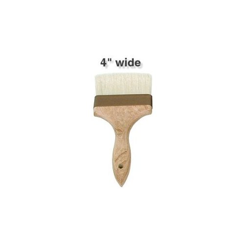 4-Inch Wide Pastry Baking Brush Basting Brush Grilling Brush Barbecue BBQ Brush Boar Bristles Ferrule Fastening Thick Wood Handle