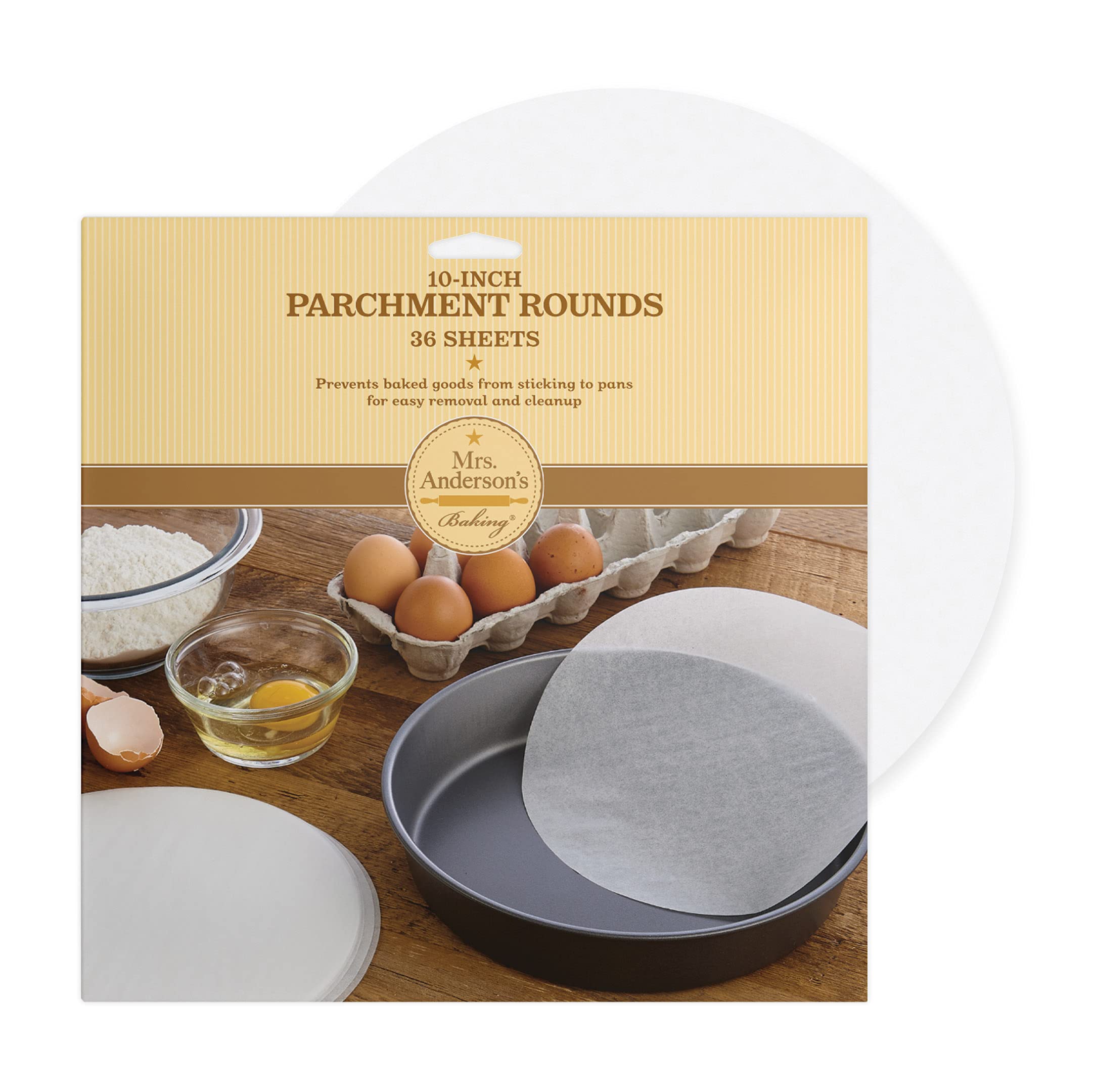 Mrs. Anderson’s Baking Non-Stick Parchment Cake Rounds, 10-Inch, 36 Sheets