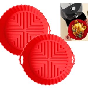 COREANNA Air Fryer Liners - "2-Pack Silicone Air Fryer Silicone Liners - Reusable, Heat Resistant, and Easy to Clean Replacement Pot for Air Fryer Oven Accessories - "Red"