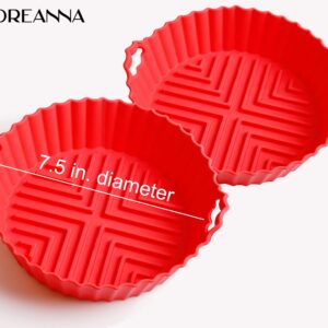 COREANNA Air Fryer Liners - "2-Pack Silicone Air Fryer Silicone Liners - Reusable, Heat Resistant, and Easy to Clean Replacement Pot for Air Fryer Oven Accessories - "Red"