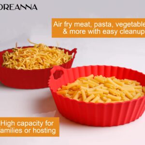 COREANNA Air Fryer Liners - "2-Pack Silicone Air Fryer Silicone Liners - Reusable, Heat Resistant, and Easy to Clean Replacement Pot for Air Fryer Oven Accessories - "Red"