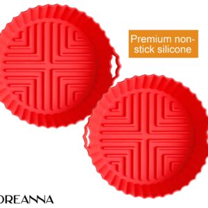 COREANNA Air Fryer Liners - "2-Pack Silicone Air Fryer Silicone Liners - Reusable, Heat Resistant, and Easy to Clean Replacement Pot for Air Fryer Oven Accessories - "Red"