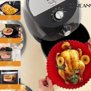 COREANNA Air Fryer Liners - "2-Pack Silicone Air Fryer Silicone Liners - Reusable, Heat Resistant, and Easy to Clean Replacement Pot for Air Fryer Oven Accessories - "Red"