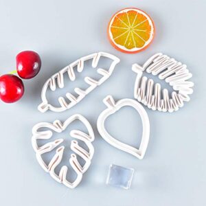 Crethinkaty Tropical Leaf Cookie Cutter Shapes Set for Cake Decorating 4 Pieces Plastic Big Size Fondant Icing Cutters DIY Baking Tool